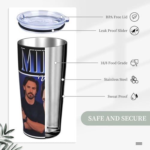 OAEWRE Milo Actors Ventimiglia Stainless Steel Mug Insulated Tumbler Coffee Mugs with Lids and Straw Double Wall Vacuum Cup 20oz