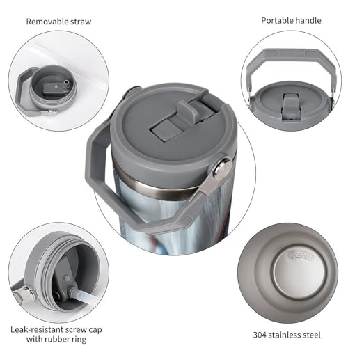 30oz Stainless Steel Insulated Tumbler with Flip Lid & Straw, Leakproof Travel Mug for Car, Blue Eyes Cat Double Wall Vacuum Thermal Coffee Cup with Handle, Spill-Proof Design for Hot/Cold Drinks