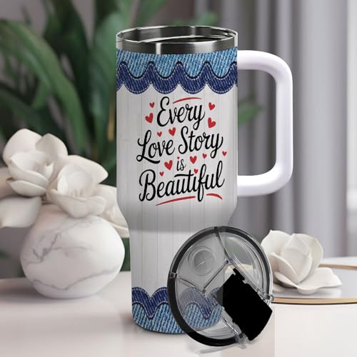 Custom 40oz Tumbler with Handle – romantic dance-Personalized Couple Gift for Anniversary Wedding Gift, Birthday, Mother's Day, Valentine’s Day 8dAKmy
