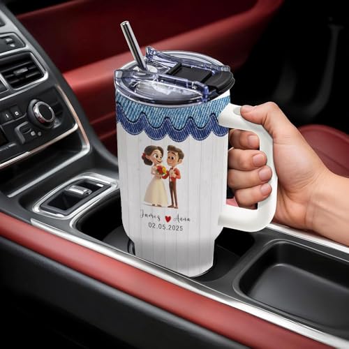 Custom 40oz Tumbler with Handle – romantic dance-Personalized Couple Gift for Anniversary Wedding Gift, Birthday, Mother's Day, Valentine’s Day 8dAKmy