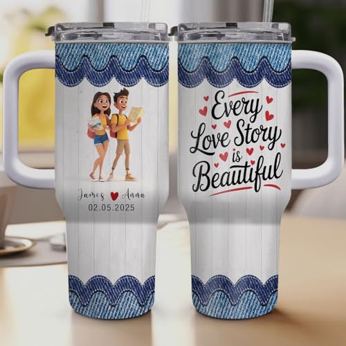 Custom 40oz Tumbler with Handle – Valentine's day shopping-Personalized Couple Gift for Anniversary Wedding Gift, Birthday, Mother's Day, Valentine’s Day rv7S3m
