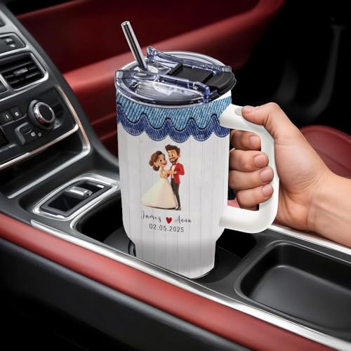 Custom 40oz Tumbler with Handle – couples' cooking class-Personalized Couple Gift for Anniversary Wedding Gift, Birthday, Mother's Day, Valentine’s Day PQA7wv