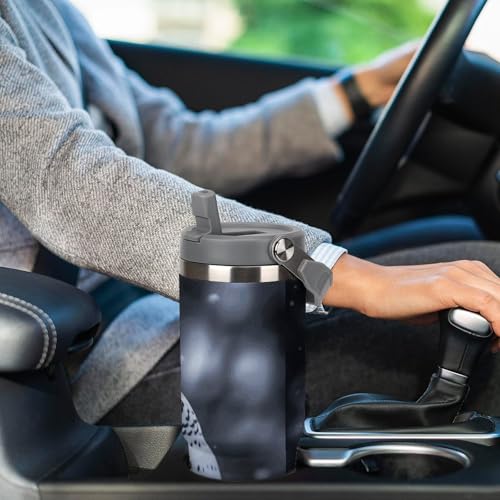 30oz Stainless Steel Insulated Tumbler with Flip Lid & Straw, Leakproof Travel Mug for Car, Arctic Owl Double Wall Vacuum Thermal Coffee Cup with Handle, Spill-Proof Design for Hot/Cold Drinks