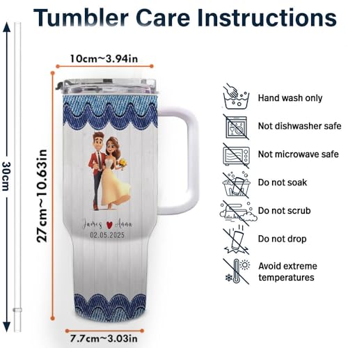Custom 40oz Tumbler with Handle – wedding day timeline-Personalized Couple Gift for Anniversary Wedding Gift, Birthday, Mother's Day, Valentine’s Day 5gaaWk