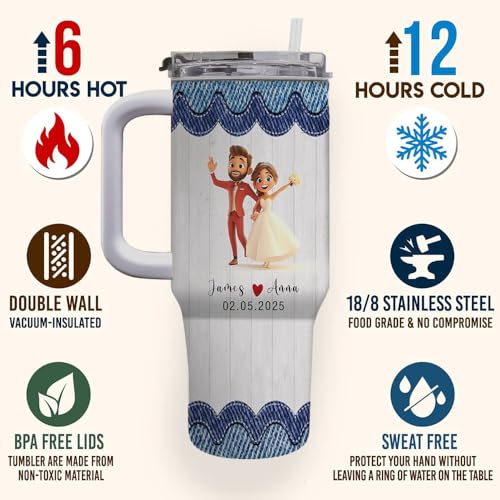 Custom 40oz Tumbler with Handle – choosing wedding officiant-Personalized Couple Gift for Anniversary Wedding Gift, Birthday, Mother's Day, Valentine’s Day GdajGi