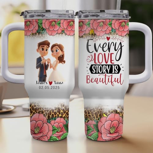 Personalized 40oz Tumbler with Handle ā wedding venue visit-Custom Couple Gift for Anniversary Wedding Gift, Birthday, Mother's Day, Valentineās Day v7jSak