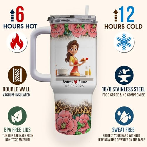 Personalized 40oz Tumbler with Handle – wedding send-off-Custom Couple Gift for Anniversary Wedding Gift, Birthday, Mother's Day, Valentine’s Day 41r339