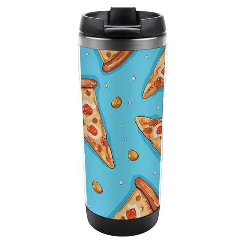 RTFGHJS 13oz Vacuum Insulated Stainless Steel Tumbler with Leakproof Lid Light Blue Pizza Slice 304 Stainless Steel Travel Mug Wide Mouth Coffee Cup for Hot & Cold Drinks (380ml)