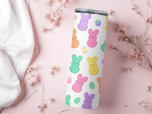 Pastel Peeps Bunny Pattern 20oz Stainless Steel Tumbler with Spillproof Lid and Straw