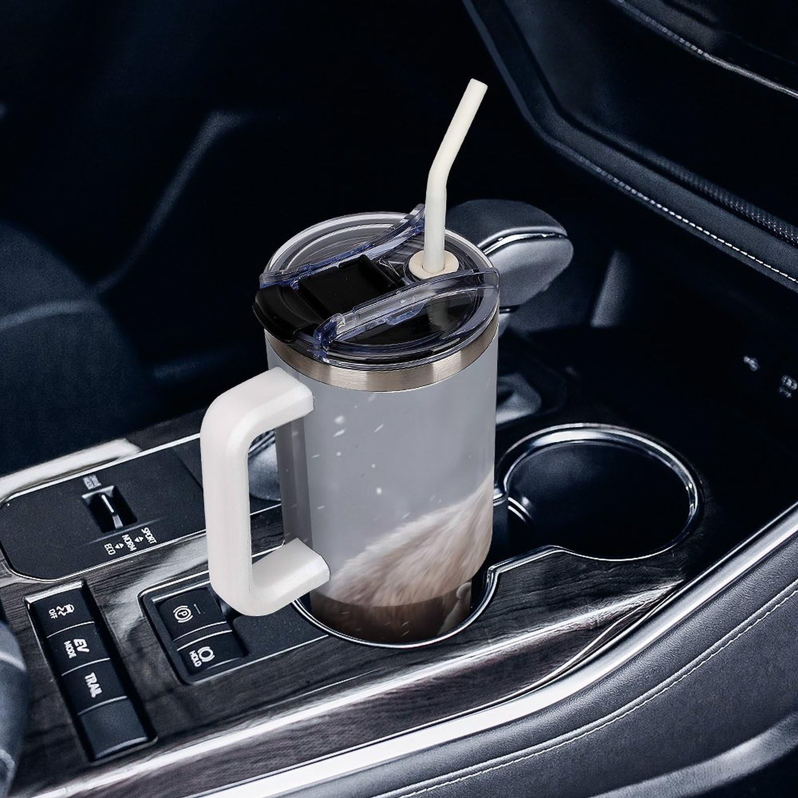 Bear Mama Little Winter Day 40 Oz Stainless Steel Cup Travel Tumbler with Handle and Straw Lightweight Coffee Mug for Home Office