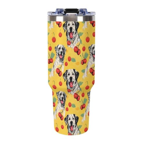 Labrador Retriever Dog Cherries 40 Oz Stainless Steel Cup Travel Tumbler with Handle and Straw Lightweight Coffee Mug for Home Office