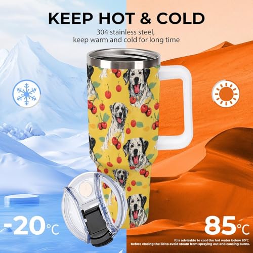 Labrador Retriever Dog Cherries 40 Oz Stainless Steel Cup Travel Tumbler with Handle and Straw Lightweight Coffee Mug for Home Office