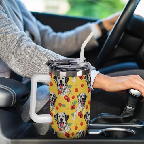 Labrador Retriever Dog Cherries 40 Oz Stainless Steel Cup Travel Tumbler with Handle and Straw Lightweight Coffee Mug for Home Office