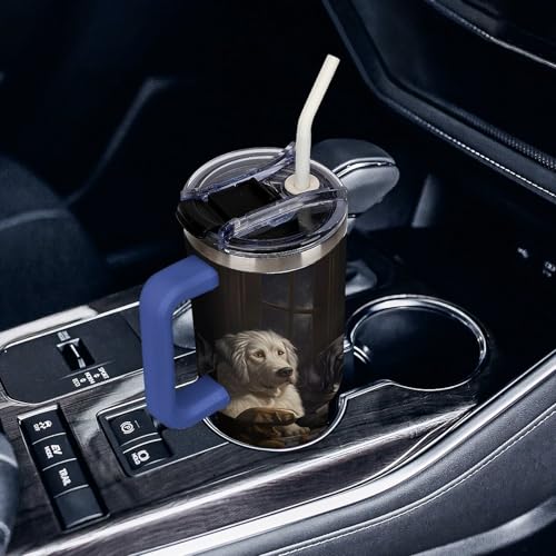Pokers Dogs Playing Cards 40 Oz Stainless Steel Cup Travel Tumbler with Handle and Straw Lightweight Coffee Mug for Home Office
