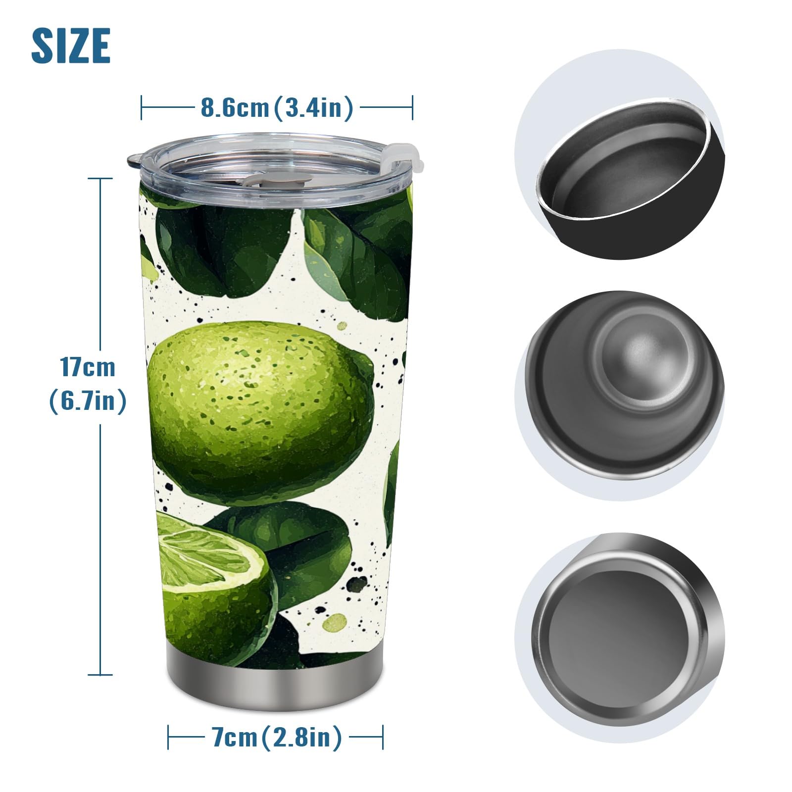 QWEUIOP 20oz Insulated Travel Coffee Mug Tropical Citrus Stainless Steel Tumbler with Lid Double Wall Vacuum Coffee Cup For Hot and Cold Drinks14324