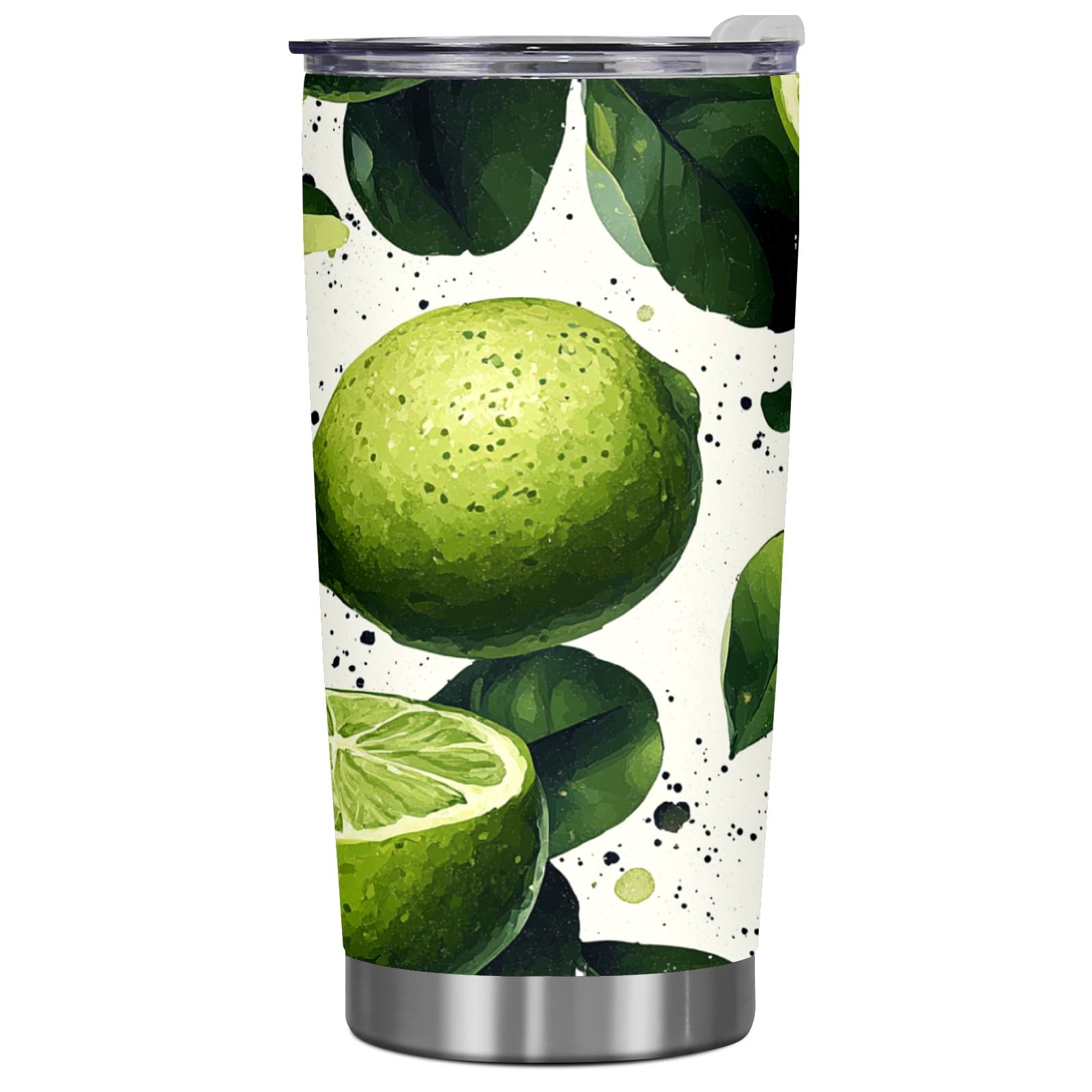 QWEUIOP 20oz Insulated Travel Coffee Mug Tropical Citrus Stainless Steel Tumbler with Lid Double Wall Vacuum Coffee Cup For Hot and Cold Drinks14324