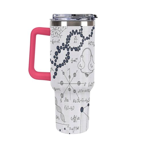 Chemical Formula 40oz Water Bottle Double Wall Insulated Tumbler with Handle Leakproof Travel Mug Light Rose Red-style