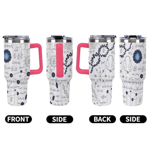Chemical Formula 40oz Water Bottle Double Wall Insulated Tumbler with Handle Leakproof Travel Mug Light Rose Red-style