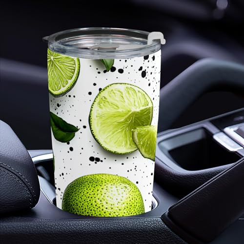 QWEUIOP 20oz Insulated Travel Coffee Mug Tropical Citrus Stainless Steel Tumbler with Lid Double Wall Vacuum Coffee Cup For Hot and Cold Drinks14325