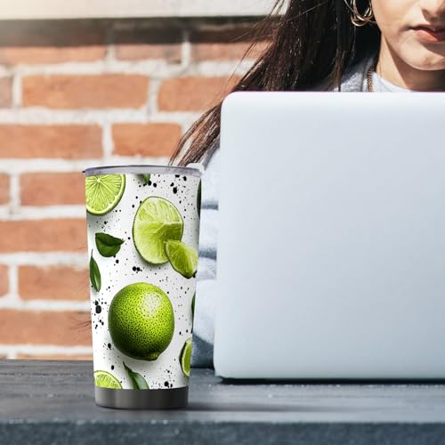 QWEUIOP 20oz Insulated Travel Coffee Mug Tropical Citrus Stainless Steel Tumbler with Lid Double Wall Vacuum Coffee Cup For Hot and Cold Drinks14325