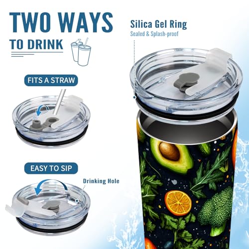 QWEUIOP 20oz Insulated Travel Coffee Mug Vegetable Eggplant Carrots Stainless Steel Tumbler with Lid Double Wall Vacuum Coffee Cup For Hot and Cold Drinks14283