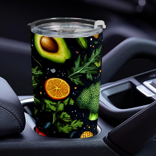 QWEUIOP 20oz Insulated Travel Coffee Mug Vegetable Eggplant Carrots Stainless Steel Tumbler with Lid Double Wall Vacuum Coffee Cup For Hot and Cold Drinks14283