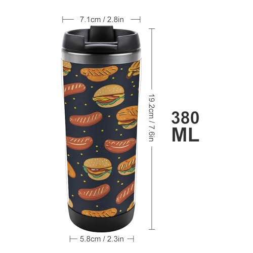 Hot Dogs Chicken Drumsticks Burgers Travel Coffee Mug Reusable Insulated Drinking Cup with Lid for Home Outdoor Works 13 Oz