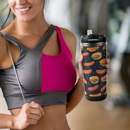 Hot Dogs Chicken Drumsticks Burgers Travel Coffee Mug Reusable Insulated Drinking Cup with Lid for Home Outdoor Works 13 Oz