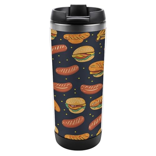 Hot Dogs Chicken Drumsticks Burgers Travel Coffee Mug Reusable Insulated Drinking Cup with Lid for Home Outdoor Works 13 Oz