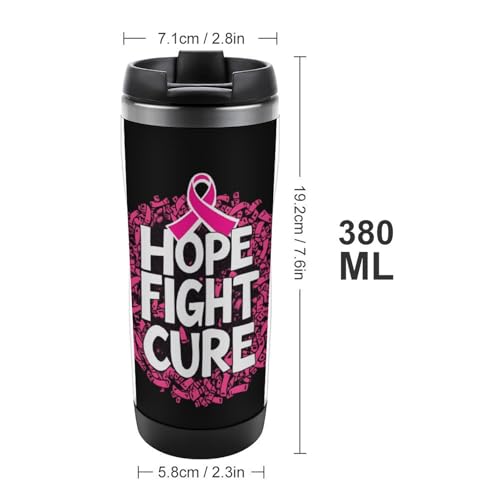 Hope Fight Breast Cancer Travel Coffee Mug Reusable Insulated Drinking Cup with Lid for Home Outdoor Works 13 Oz