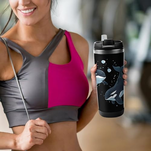 Orca Killer Whales Travel Coffee Mug Reusable Insulated Drinking Cup with Lid for Home Outdoor Works 13 Oz