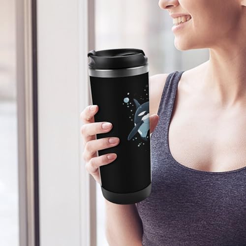 Orca Killer Whales Travel Coffee Mug Reusable Insulated Drinking Cup with Lid for Home Outdoor Works 13 Oz
