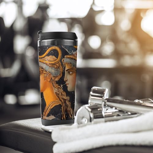 Ancient Greek Art Drcor Travel Coffee Mug Reusable Insulated Drinking Cup with Lid for Home Outdoor Works 13 Oz