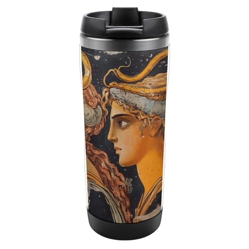 Ancient Greek Art Drcor Travel Coffee Mug Reusable Insulated Drinking Cup with Lid for Home Outdoor Works 13 Oz