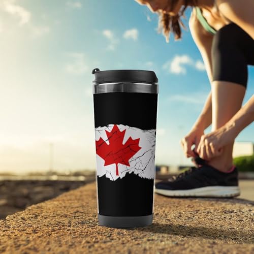 (Beavers) Canada Maple Flag Travel Coffee Mug Reusable Insulated Drinking Cup with Lid for Home Outdoor Works 13 Oz