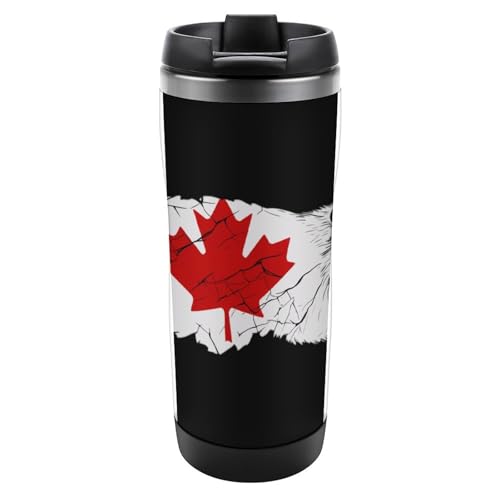 (Beavers) Canada Maple Flag Travel Coffee Mug Reusable Insulated Drinking Cup with Lid for Home Outdoor Works 13 Oz