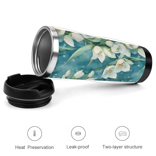 New Mexico Yucca State Flower Travel Coffee Mug Reusable Insulated Drinking Cup with Lid for Home Outdoor Works 13 Oz