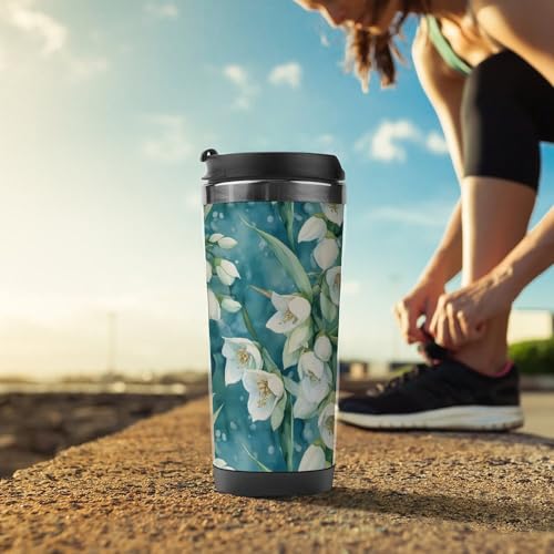 New Mexico Yucca State Flower Travel Coffee Mug Reusable Insulated Drinking Cup with Lid for Home Outdoor Works 13 Oz