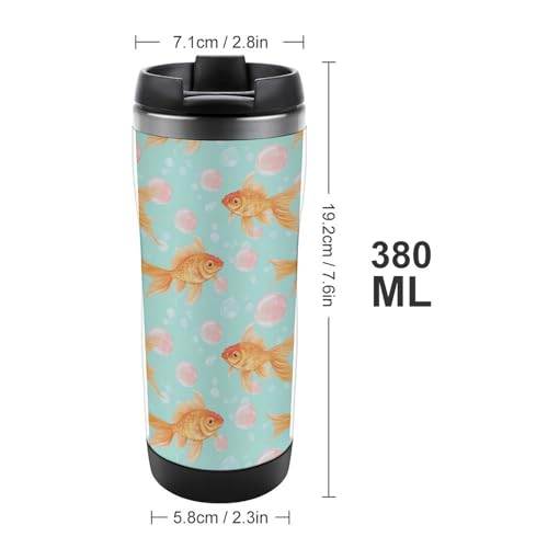 Bubblegum Fish Travel Coffee Mug Reusable Insulated Drinking Cup with Lid for Home Outdoor Works 13 Oz