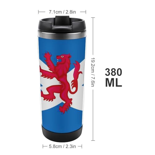 Flag of Scotland with Lion Rampant Travel Coffee Mug Reusable Insulated Drinking Cup with Lid for Home Outdoor Works 13 Oz