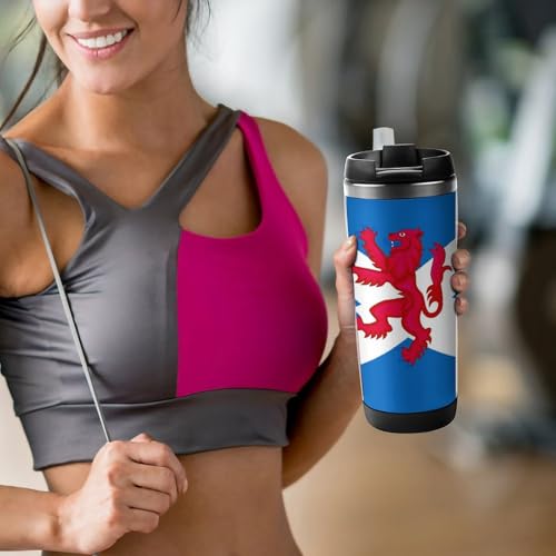 Flag of Scotland with Lion Rampant Travel Coffee Mug Reusable Insulated Drinking Cup with Lid for Home Outdoor Works 13 Oz
