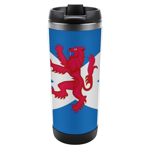 Flag of Scotland with Lion Rampant Travel Coffee Mug Reusable Insulated Drinking Cup with Lid for Home Outdoor Works 13 Oz