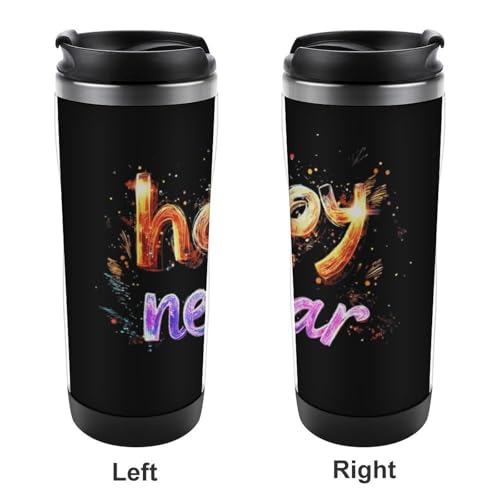 Happy New Year Travel Coffee Mug Reusable Insulated Drinking Cup with Lid for Home Outdoor Works 13 Oz