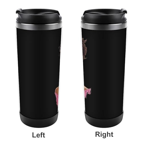 Black with Dangle Earrings Travel Coffee Mug Reusable Insulated Drinking Cup with Lid for Home Outdoor Works 13 Oz