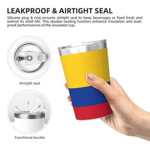 12oz Tumbler Colombia Flag Stainless Steel Cup With Straw And Lid Spill Proof Bulk Double Wall Vacuum Reusable Water Tumblers For Cold Hot Drink