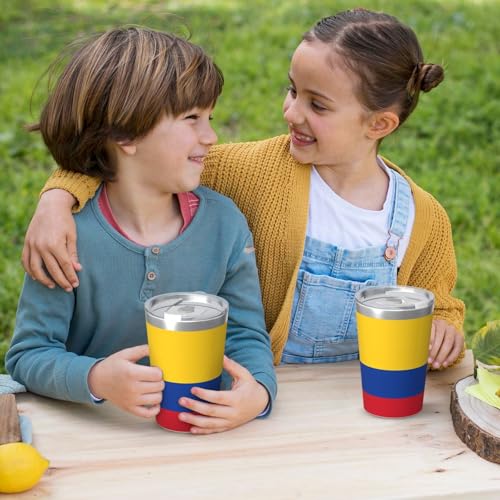 12oz Tumbler Colombia Flag Stainless Steel Cup With Straw And Lid Spill Proof Bulk Double Wall Vacuum Reusable Water Tumblers For Cold Hot Drink