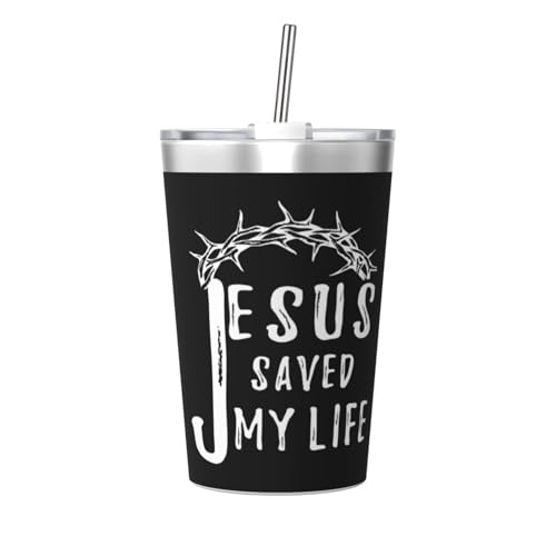 12oz Tumbler Jesus Christian Faith Cross Stainless Steel Cup With Straw And Lid Spill Proof Bulk Double Wall Vacuum Reusable Water Tumblers For Cold Hot Drink