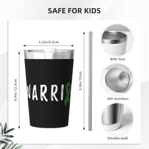 12oz Tumbler Warrior Liver Cancer Awareness Stainless Steel Cup With Straw And Lid Spill Proof Bulk Double Wall Vacuum Reusable Water Tumblers For Cold Hot Drink