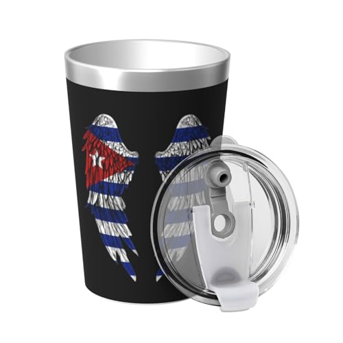 12oz Tumbler Wings Cuba Flag Stainless Steel Cup With Straw And Lid Spill Proof Bulk Double Wall Vacuum Reusable Water Tumblers For Cold Hot Drink