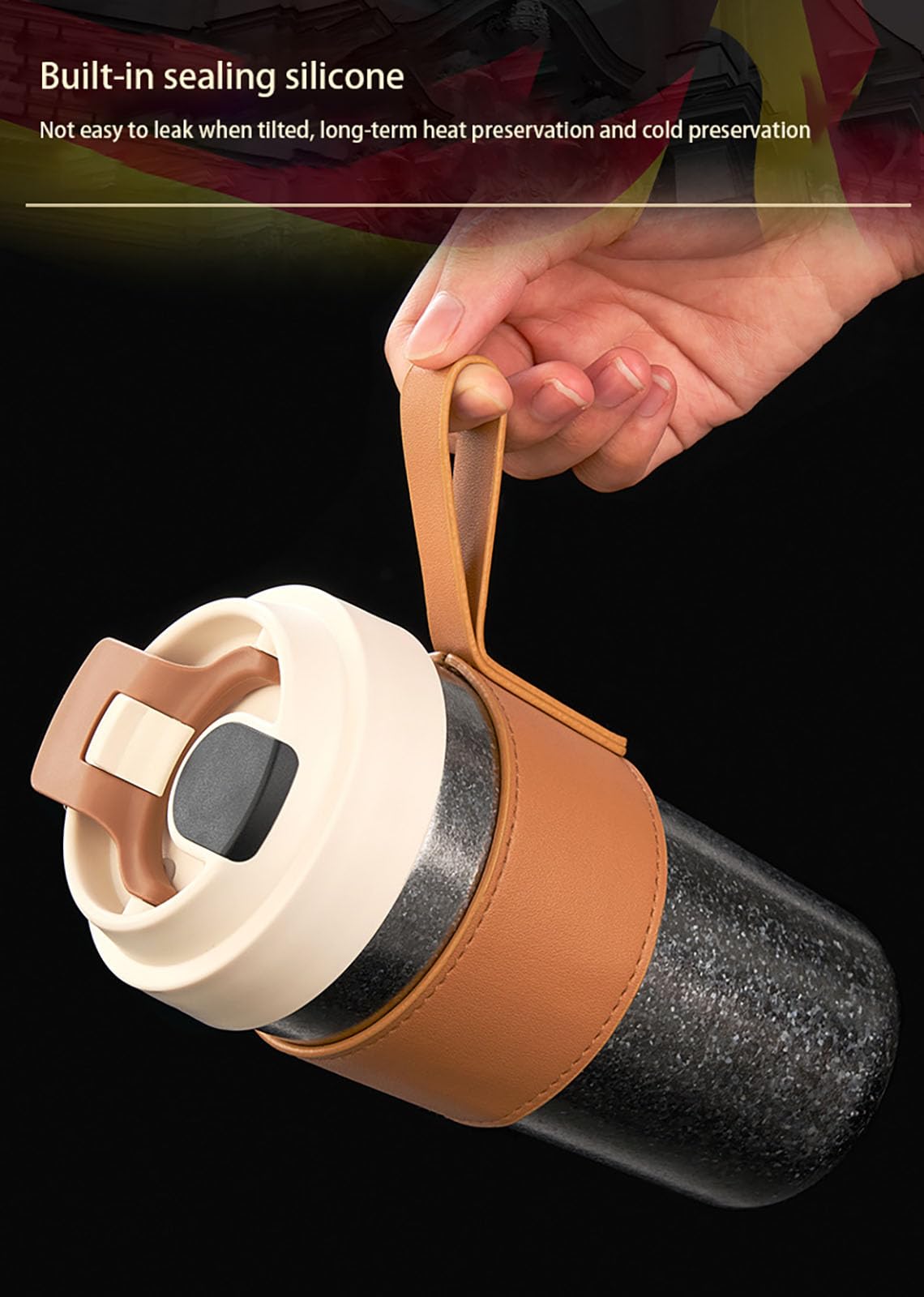 17oz Titanium Coffee Tumbler, Vacuum Insulated Travel Mug Spill Proof with Sliding Lid Reusable, for Hot and Cold Drinks